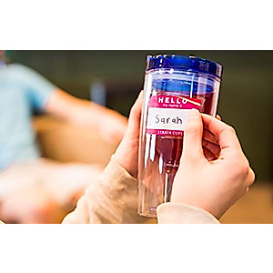 STRATA CUPS Insulated Wine Tumbler With Lid (SET OF 10) +BONUS Name Decals | Outdoor Acrylic Plastic Wine Glasses | 10oz Cup Tumblers in 10 Colors - Adult Sippy | Unbreakable Stemless Wine Glass