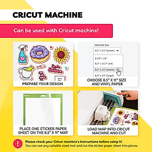 90% Clear Sticker Paper for Inkjet Printer (20 Sheets) - Glossy 8.5 x 11 - Printable Vinyl Sticker Paper for Cricut - Printable Sticker Paper - Transparent - Adhesive - Clear Sheets - Clear Labels