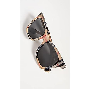 BURBERRY ELSA BE 4346 394487 Vintage Check Plastic Square Sunglasses Grey Lens