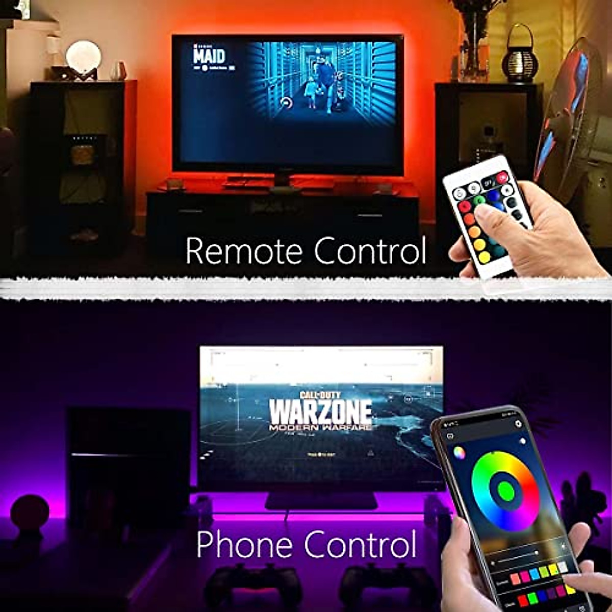 SNPDE LED Strip Lights for TV, USB TV Backlight Kit with Remote, APP Control Sync to Music, 5050 RGB LED Bias Lighting for HDTV, PC and Mirror (6.56ft for 40"-60" TV)