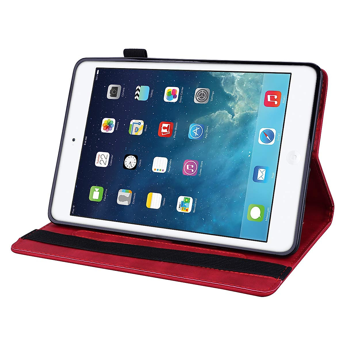 TIPOYOROO iPad Mini 5 Case, iPad Mini 7.9 inch Mini 2/ Mini 3/Mini 4/ Mini 5 Cover, PU Leather Lightweight Slim with Multiple Viewing Angles Card Holders for iPad Mini1/2/3/4/5- RED