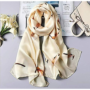 ANDANTINO 100% Mulberry Silk Long Scarf for Women Large Shawls for Headscarf and Neck- Oblong Hair Wraps with Gift Packed (Off-white Calla)