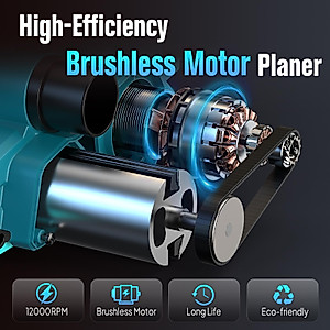 Seesii Cordless Hand Planer with 5.0Ah Battery, Adjustable 1/8-Inch Depth, Brushless Motor – Powerful Electric Hand Planer for Wood