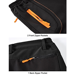 Rdruko Men's Snow Ski Pants Waterproof Insulated Winter Outdoor Hiking Fleece Pants with Belt(Black,US M)