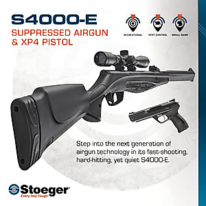 Stoeger S4000-E Airgun & XP4 Pistol Combo - .177 Caliber - Black Synthetic with Fiber-Optic Sights and 4 x 32 Scope