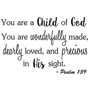 You are a Child of God You are Wonderfully Made 23 x 15 Vinyl Wall Quote Decal Sticker Church Religious Calligraphy Corinthians Nursery Art Decor Motivational Inspirational Decorative Lettering