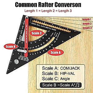 Gohelper Carpenter Square Woodworking Tools Rafter Square 7 inch framing Woodworking Square Tool Carpenter Layout Aluminium Adjustable Combination Square Set Metal Carpentry Triangle Ruler