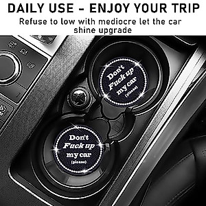Kewucn 2 Pack Bling Car Cup Holder Coasters, 2.75 inch Anti-Slip Soft Rubber Crystal Rhinestone Auto Cup Insert Pad, Universal Vehicle Interior Decor Accessories for Car SUV Truck (Black)