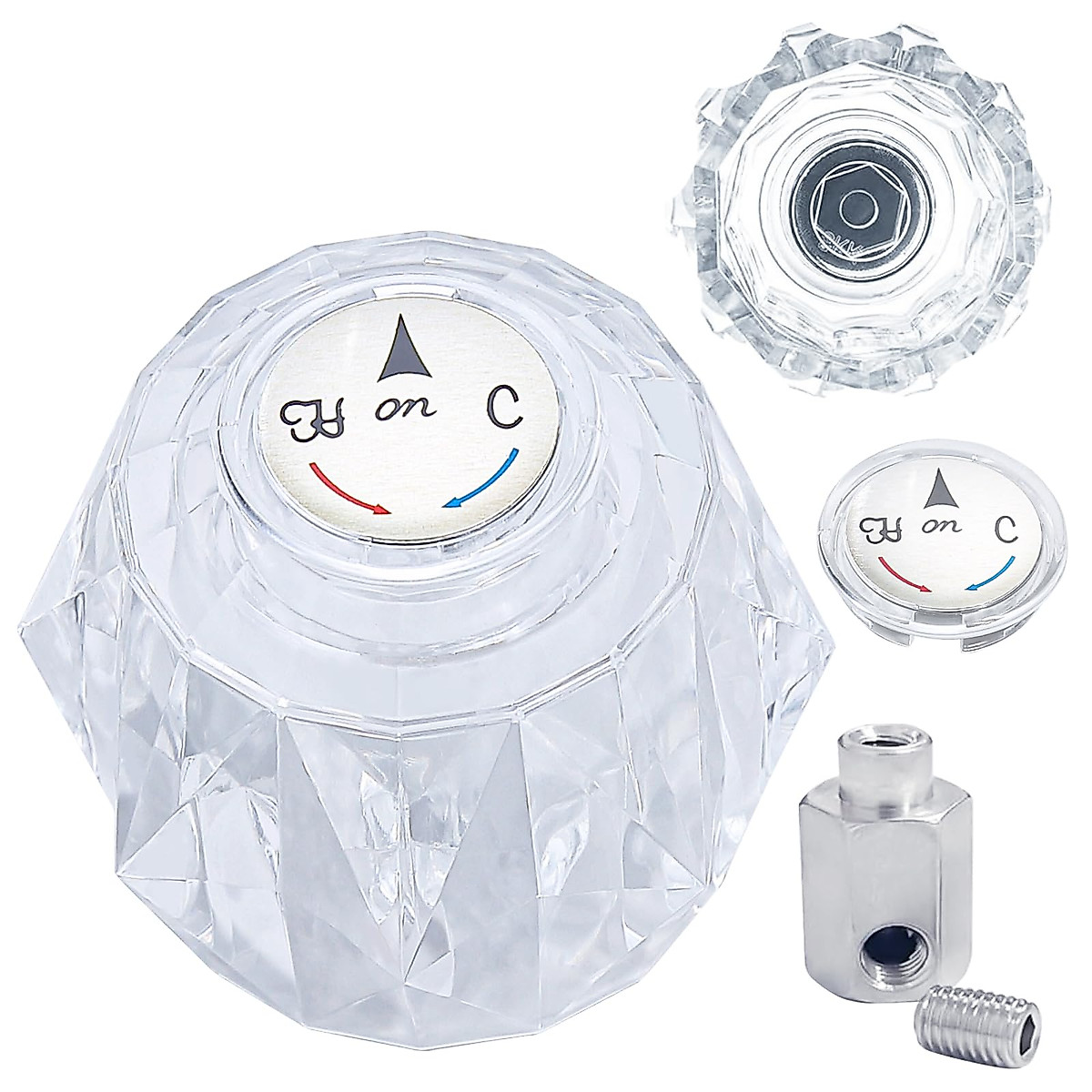 Handle Replacement for RP41661, Knob Compatible with Delta and Peerless Single Handle Bathtub Faucets, Clear Acrylic Diamond Shape Shower Kit