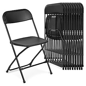 AJP Distributors 10 Pack 650 lb. Capacity Premium Plastic Folding Chairs Wedding Party Outdoor Indoor Office Meeting House Dinner Diner Black