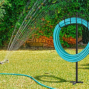 MIUVIBENI Garden Hose Holder, Detachable Metal Hose stand, Outdoor Water Hose Holder Freestanding Hose Hanger, Heavy Duty Hose Storage Stand for Outside Lawn & Yard, Black