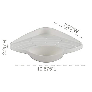 HOME-X Sponge Holder Kitchen Decor, Triangle Sink Corner Shelf - Storage Rack Suction Cup Holder Organizer for Dish Cloth Sponge Soap Cleaning Brush (White)