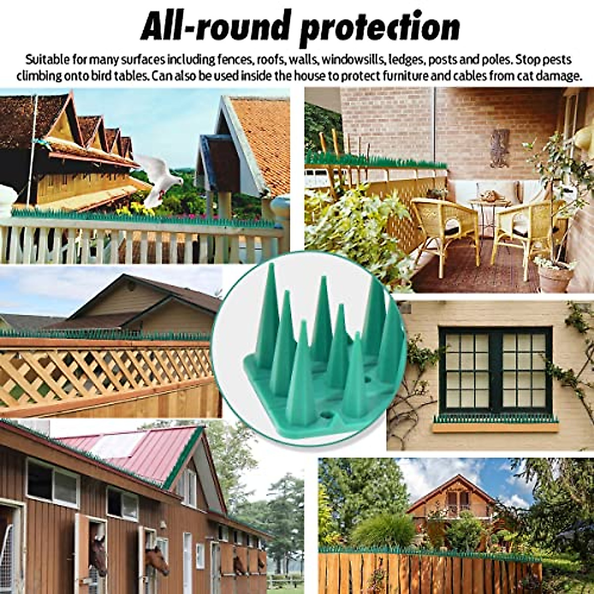 edola Bird Spikes for Outside 20 Pack, Squirrel Cat Dog Pigeon Deterrent, Plastic Animal Defender Spikes for Fence, Keep Cats Birds Away