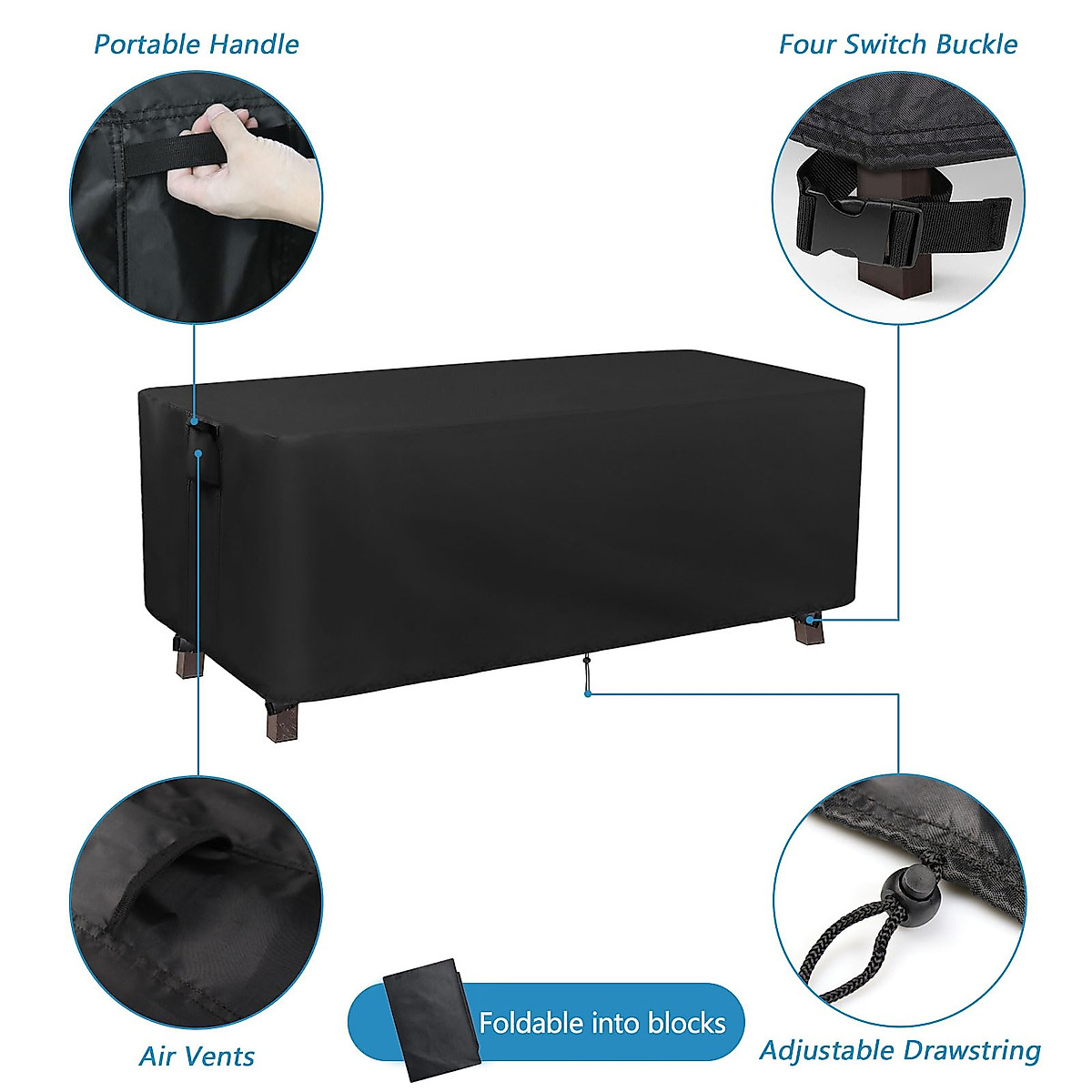 Kingling Outdoor Dining Table Cover, 60 Inch Patio Dining Table Cover Waterproof Rectangle Patio Table Cover Furniture Cover - 60''L x 35''W x 28''H