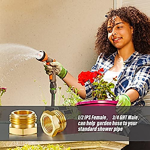 G1/2 Female to GHT 3/4 Male Hose Adapter Brass Threaded Pipe Fitting Hose Connector Hose Coupler Water Hose Adapter Garden Hose Swivel (2 Pieces)