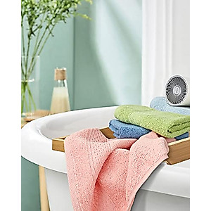 Cleanbear Pure Cotton Wash Cloths Face Cloths, 6 Colors per Set, 13 x 13 Inches (Light Blue, Jade Green, Light Green, Grey, Light Grey, Pink)