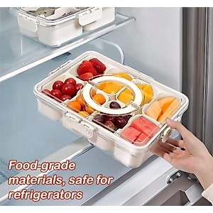 Snackle Box Container Snack Divided Serving Tray With Lid And Handle Trays Picnic Containers Snackel Organizer Boxes Fruit Travel for Party 8 Compartment Snackle box Snacks Dry (Pack of 2)