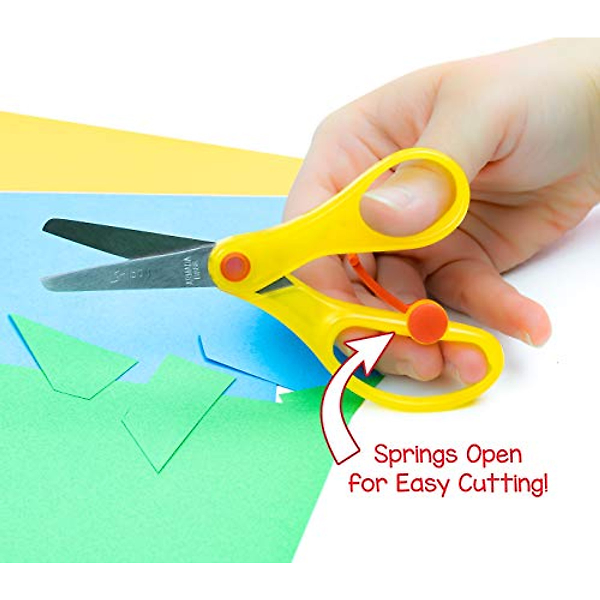 Hygloss-Armada Art Snippy Spring-Action Scissors - Spring Back Open as You Cut - Stainless Steel, Blunt Tip Blades - Easy Cutting for Children - Kids’ Arts & Crafts - 5 Inches - Yellow - 3 Pairs