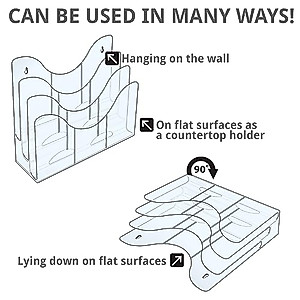 Azar Displays 250099 Three Tier File and Brochure Desktop Wall Organizer Holder with Dividers brochure display stand acrylic file holder, Clear