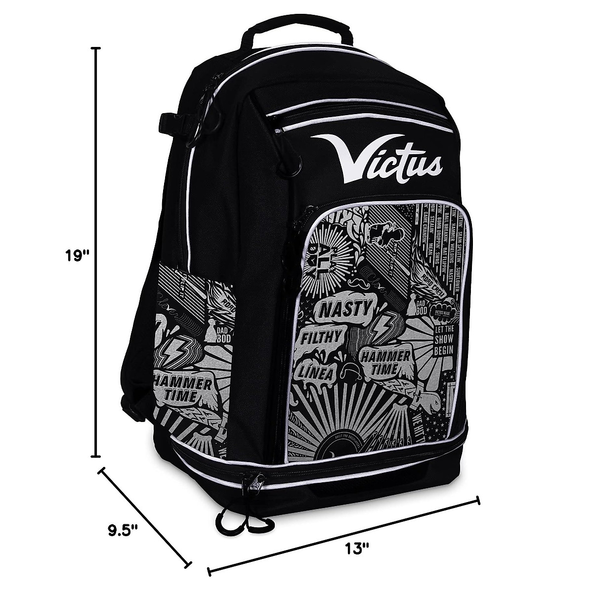 Victus Sports Victus DNA Baseball BAT Pack, Black/NOX, 13" W x 9.5" D x 19" H