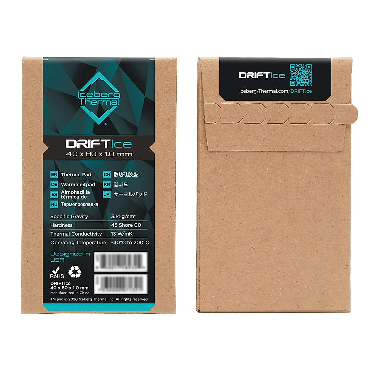 Iceberg Thermal DRIFTIce Thermal Pad 80mm x 40mm x 1.0mm (13 W/mK)