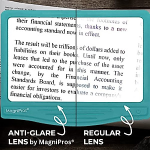 MagniPros 5X Large Ultra Bright LED Page Magnifier with Anti-Glare & Dimmable LEDs (3 Lighting Modes to Relieve Eye Strain)-Ideal for Reading Small Fonts & Low Vision Seniors with Aging Eyes