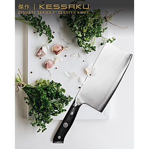 KESSAKU Meat Cleaver Butcher Knife - 7 inch - Dynasty Series - Heavy Duty - Razor Sharp - Forged ThyssenKrupp German High Carbon Stainless Steel - G10 Garolite Handle with Blade Guard