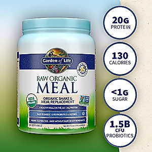 Garden of Life Vegan Protein Powder - Raw Organic Meal Replacement Shakes - Vanilla - Pea Protein, Greens and Probiotics for Women and Men, 14 Servings, 1.07 Pound (Pack of 1)