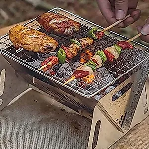 BBQ Grill Outdoor Gas grill Outdoor Portable BBQ Camping Grill Folding Compact Stainless Steel Charcoal Barbeque Grill Detachable Bonfire Grill Stove
