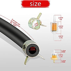 CocoMocart 10-Foot Length Stretchy 1/4 Inch ID Fuel Line+20pcs 2/5" ID Hose Clamps for Kawasaki Kohler Briggs & Stratton Small Engines