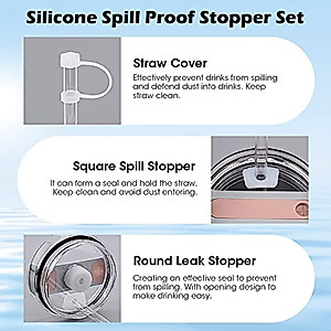 6pcs Spill Proof Stopper Silicone for Stanley Cup H2.0 FlowState Tumbler 30oz 40oz with Straw Cover Sets,Round Leak Stoppers and Square Spill Stoppers