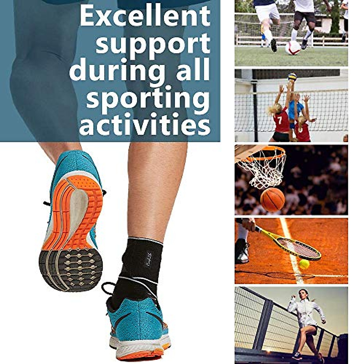 ComfiLife Ankle Brace for Men & Women, Orthopedic Brace - Adjustable Compression Wrap, Ankle Sleeve for Plantar Fasciitis, Tendinitis, Sprain, Swelling, Minor Sprains, Sports, Breathable, One Size