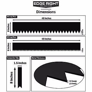 Edge Right - Hammer-in Landscape Edging - 24 inch Strips - 14-Gauge Cor-Ten Steel - 6 inch Depth (1 Pack)