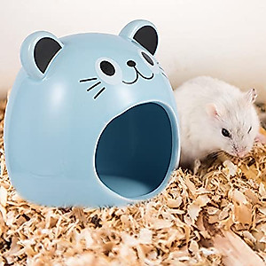 balacoo Hamster Hideout Ceramic Pet House Ceramic Cartoon Bear Shape Hamster Hideout Critter Bath House Cave Summer Cooling House for Chinchilla Mini Hut Small Animal Hideout Cave Accessories