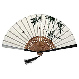 FKJLUN Handmade Folding Fan Chinese Style Vintage Summer Bamboo Folding Fan Hand Held Fan Dance Wedding Party Decor Pocket Gifts Handheld Fan (Color : 02)