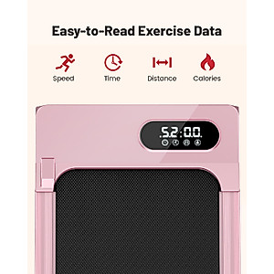 Walking Pad Treadmill, 5.0MPH Portable Under Desk Treadmills for Home Office, 3 in 1, No Assembly Required, Remote Control, 300 Lb Capacity (Pink)