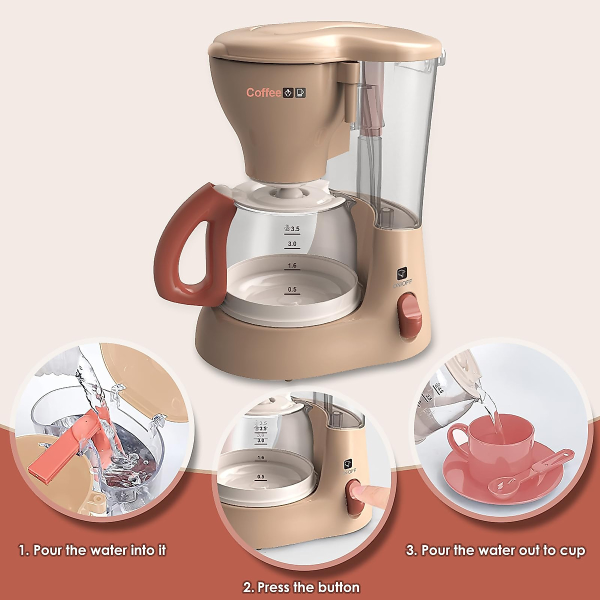 Kitchen Appliances Toy for Kids,Pretend Play Kitchen Toy Set with Coffee Maker,Toaster,Blender, and Mixer,Play Kitchen Set for Kids 3-8