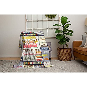 MULY Book Lover Gift Blanket, Book Club Bookworm Gift, Literary Gift Ideas Throw Blanket, Librarian Gift Throw Blanket for Book Lovers, Warm and Cozy Flannel Blanket 50x60 Inch