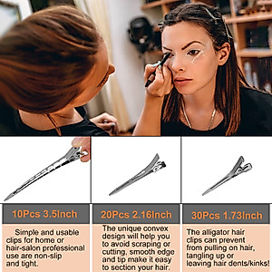 Silver Metal Duck Billed Hair Clips Set - Alligator Roller Clips for Women's Long Hair Sectioning and Pin Curls, with Case