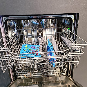 REVEX Silicone Dishwasher Bag,11.8" x 7.9" Dishwasher Basket for Baby Items,Baby Bottle Dishwasher Baskets with Adjustable Sizing for Small Parts,Nipples,Pacifiers and Toy Accessories. (Blue)