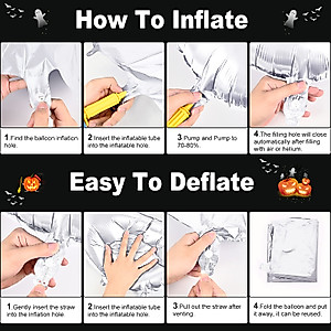 6Pcs Ghost Halloween Balloons Decorations， Giant Spooky Foil Mylar Balloons for Halloween Spooky Themed Birthday Baby Shower Wedding Party Decor Supplies