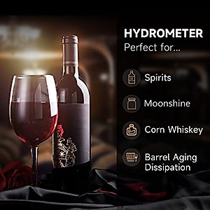 Hydrometer Alcohol Meter Test Kit, Distilled Alcohol 0-200 Proof & 0-100 Tralle with Hydrometer Test Glass Jar, Alcohol Proof Tester for Proofing Distilled Spirits & Moonshine Testing