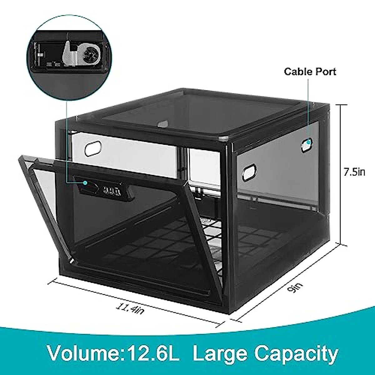 Lalifebuss Combination Lock Boxes for Personal Items, Lockable Storage Box for Office Locker/School/Medicine/Snacks/Phone Jail/Electronic/Home (1 Pack/Black)
