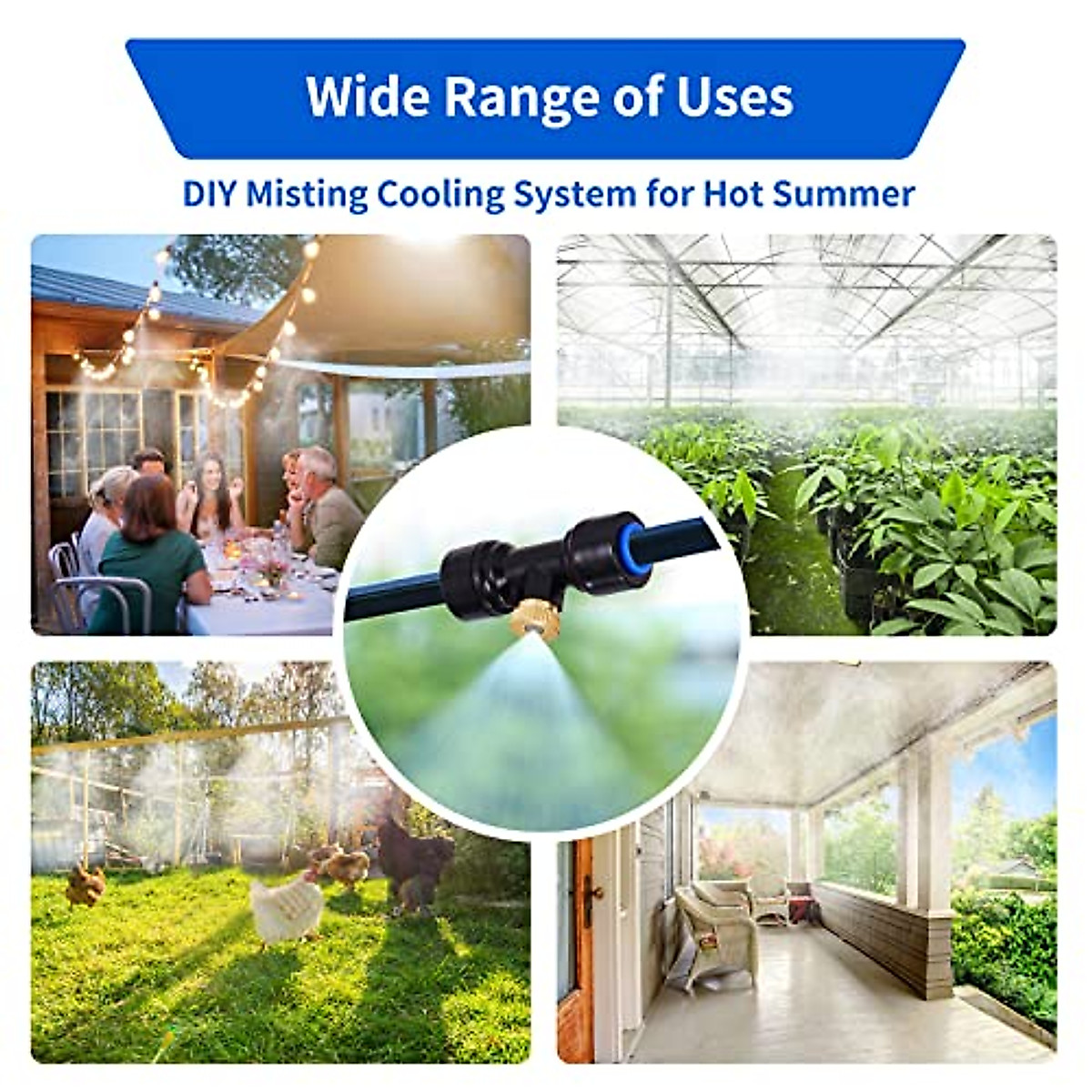 Aomedeelf 82FT Misters for Outside Patio,Outdoor Misting System for Patio,Patio Misters for Cooling Outdoor, 21 Mist Nozzles+3/4" Brass Adapter,Water Mister Outdoor,Outdoor Misters for Patio Garden