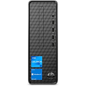 HP Slim Desktop, Intel Celeron J4025 Processor, 32GB RAM, 1TB SSD, HDMI, RJ-45, VGA, Wi-Fi, Bluetooth, Wired KB&Mouse, Windows 11 Home, Black