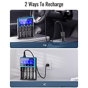 18650 Battery Charger, Keenstone Smart Universal Charger LCD Display for Rechargeable Batteries Ni-MH Ni-Cd AA AAA Li-ion LiFePO4 IMR 10440 14500 16340 RCR123A 26650