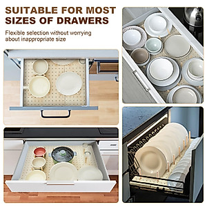 Kigley 6 Pcs Wood Pegboard Drawer Organizer with 48 Pegs Wood Peg Board System Peg Drawer Organizers for Dishes Drawer Plate Organizer Kitchen Pegboard for Food Containers (Wood,20.98x5.91)