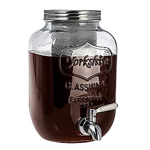 Hyperspace Cold Brew Pitcher, Cold Brew Maker, 1 Gallon Iced Coffee Maker, Cold Brew Mason Jar, Ice Tea Thick Glass Carafe with 3rd Generation Stainless Steel Mesh Filter