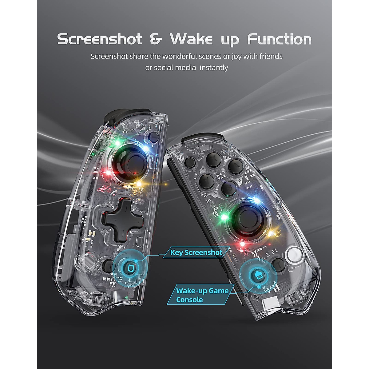 DOYOKY Wireless Game Controller, Bluetooth Controller for PC/Android/Steam/Switch, PC Controller with LED Backlight, Gamepad with Turbo/6-Axis Gyro/Dual Motors (with Phone Bracket)