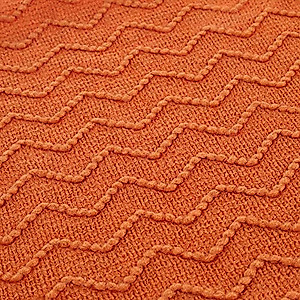 BATTILO HOME Burnt Orange Throw Blanket for Couch, Decorative Knitted Spring Blankets with Tassels - Soft Lightweight Textured Solid Fall Decor Throw, 50"x60"